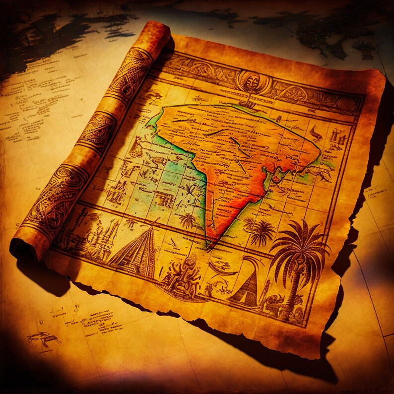 Ancient Map Treasure Map Papyrus Abstract Art Digital - Etsy