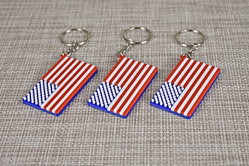 USA Flag Keychain 3D Printed Keychain American Flag Keychain Simple ...