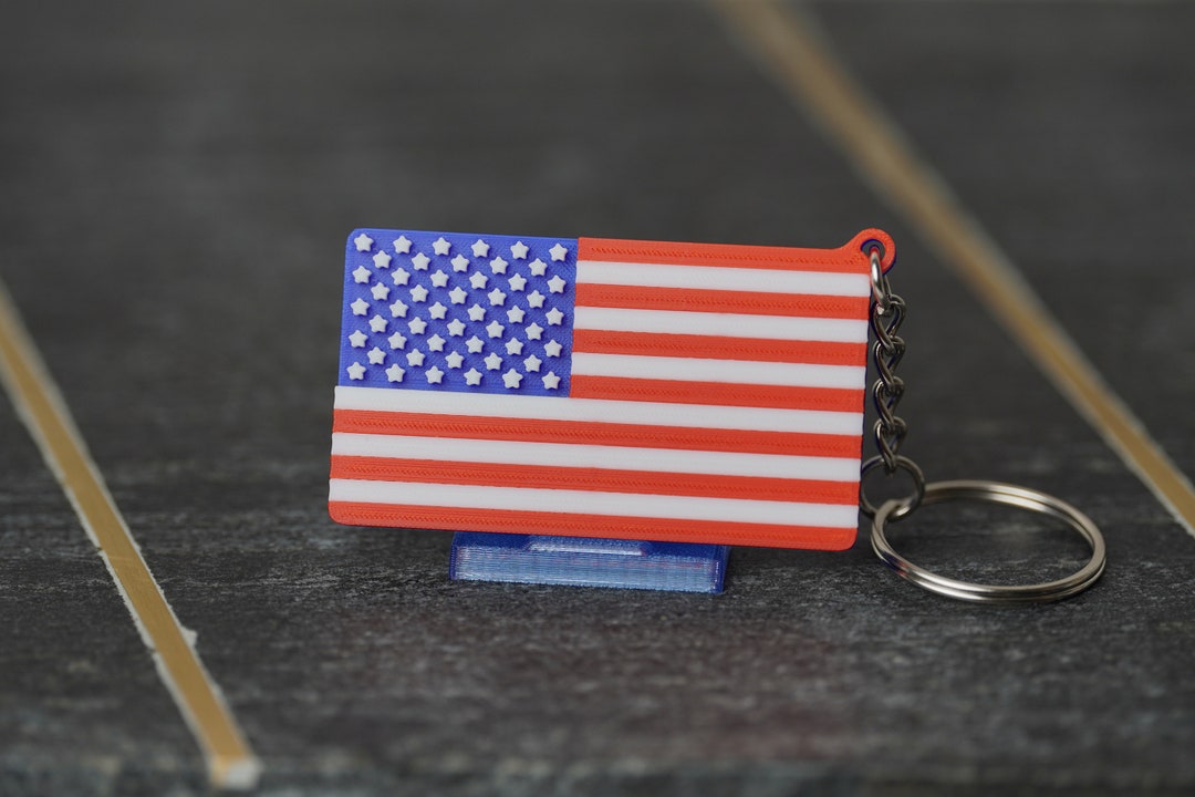 United States Flag Keychain - Unique Design | 3D Printed Keychain ...