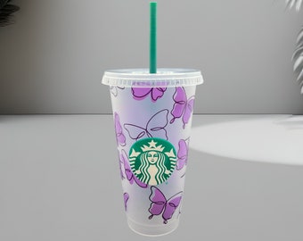 Starbucks Cold Cup With Butterfly Design and Personalisation - Etsy UK