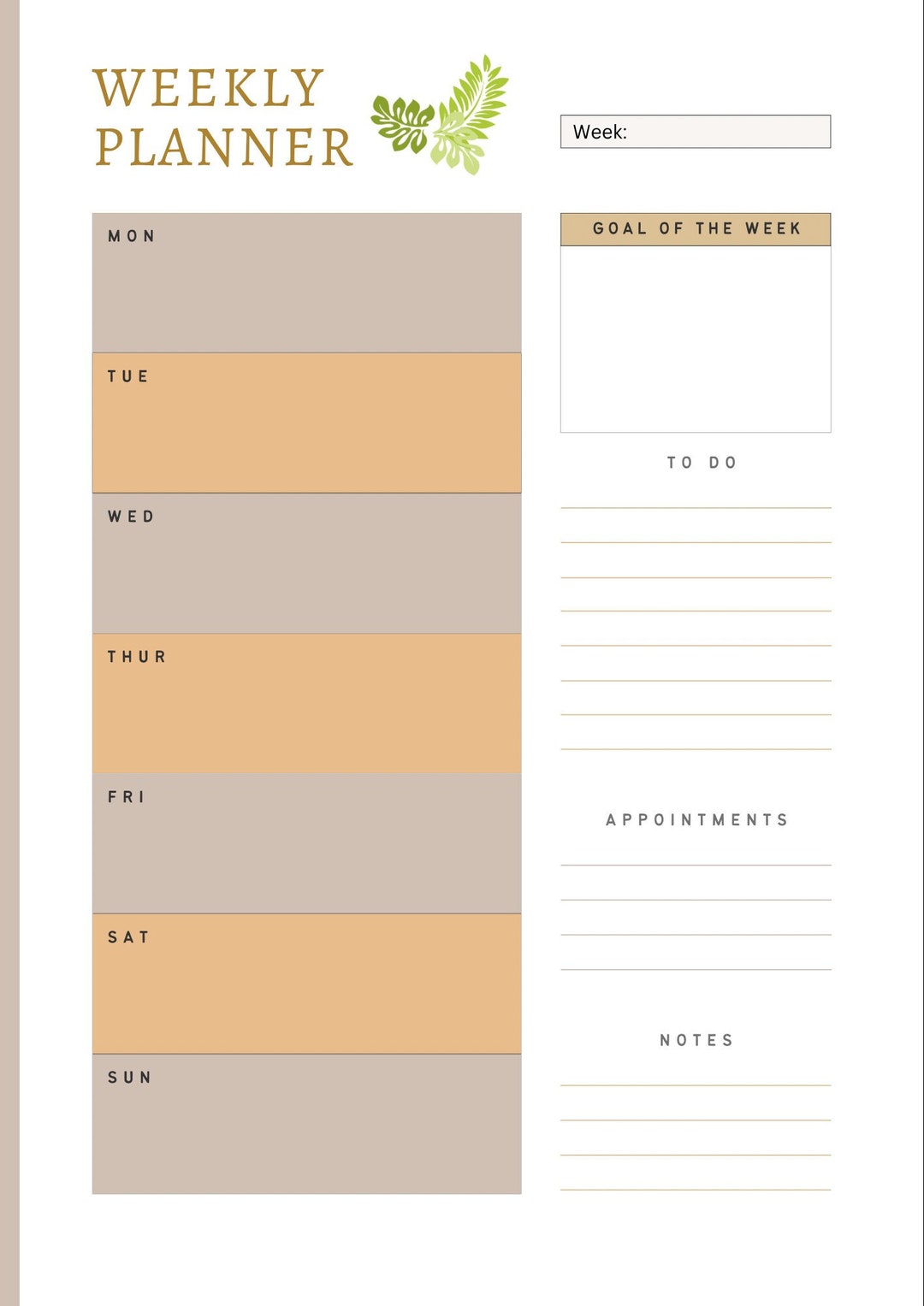 Weekly Schedule Planner, Weekly Plan. - Etsy