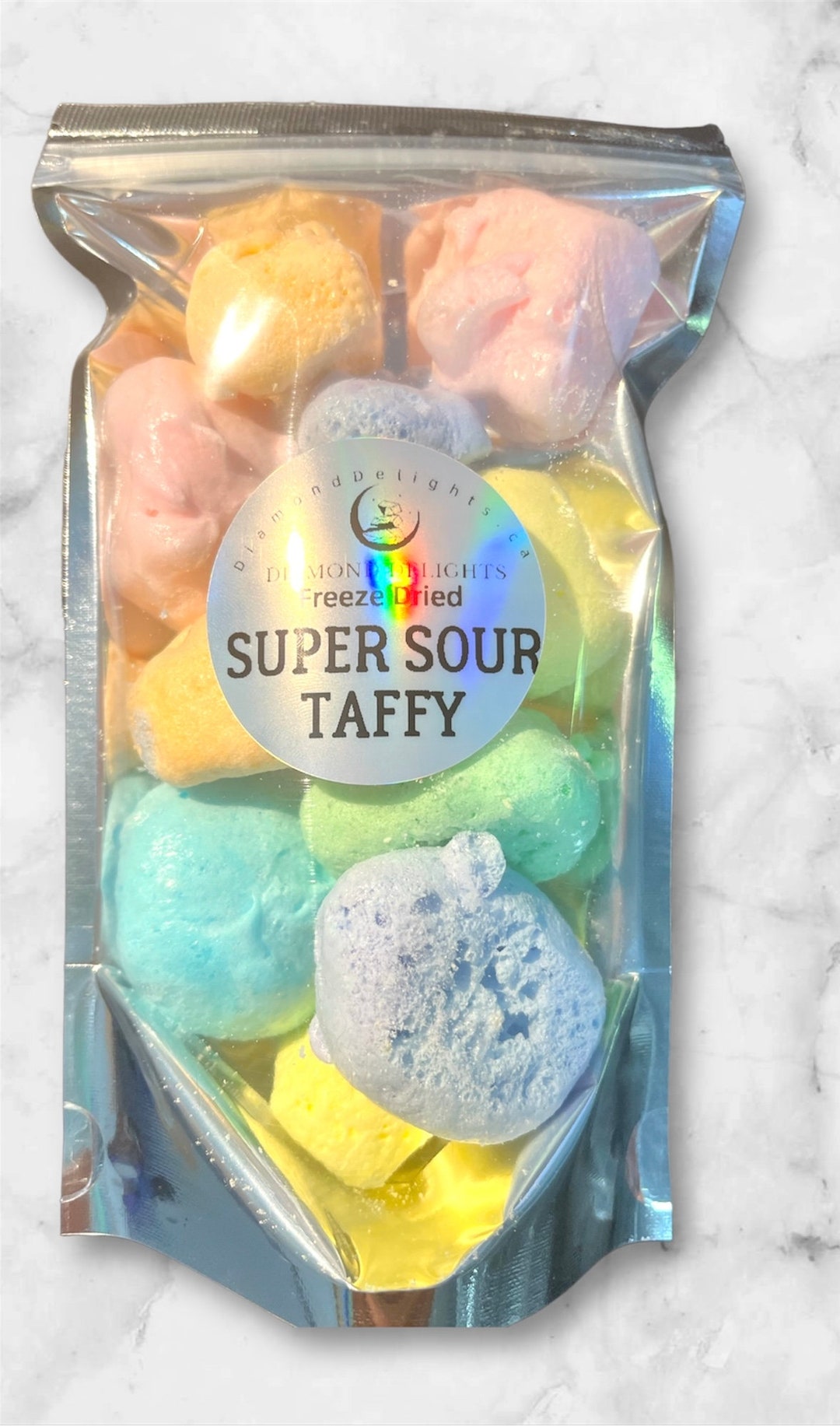 SOUR Assorted Freeze Dried SOUR Salt Water Taffy Candy Bag. Dry Freeze ...