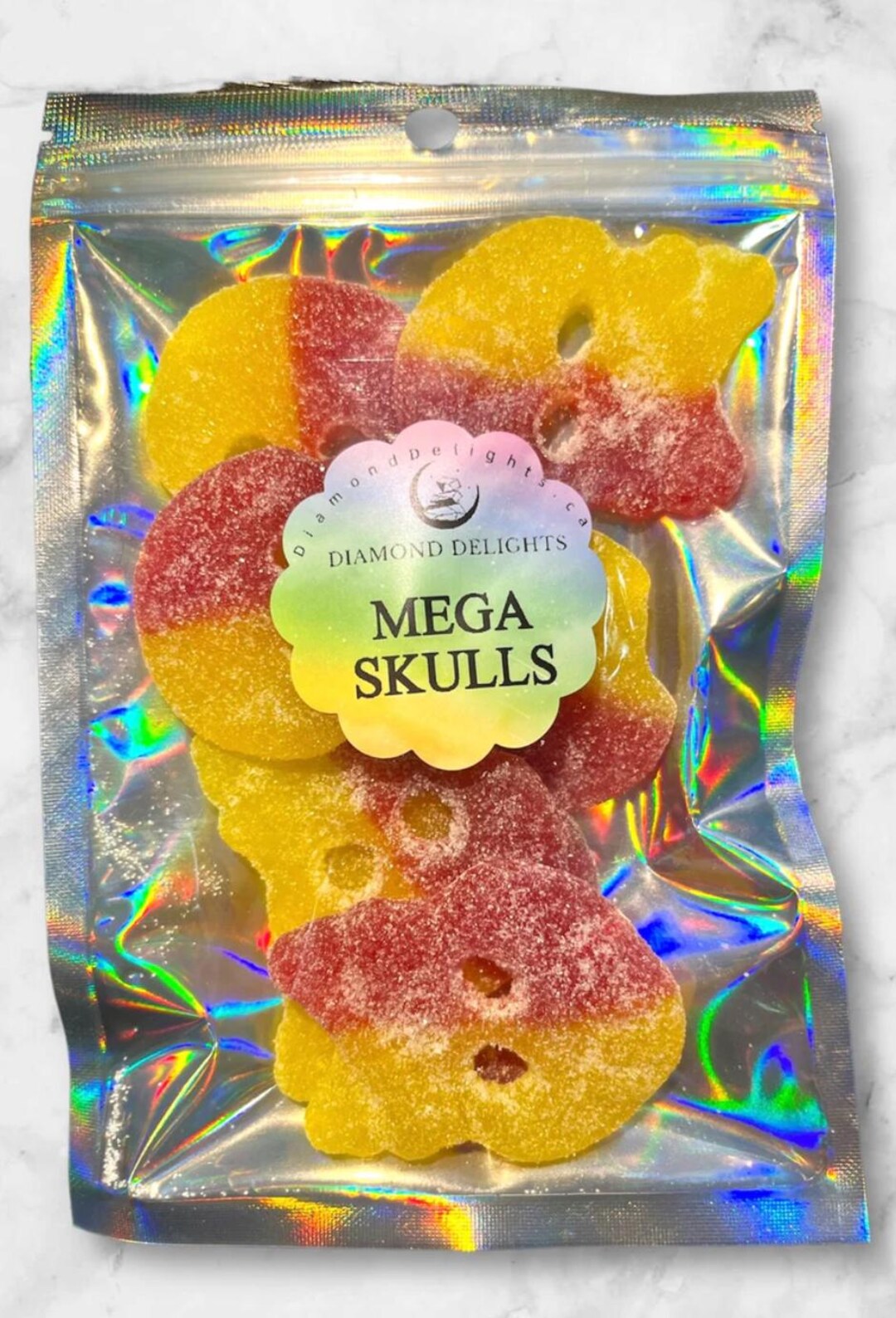 MEGA SKULLS, Raspberry Citrus Jelly Sour Bubs Skulls, Diamond Delights ...