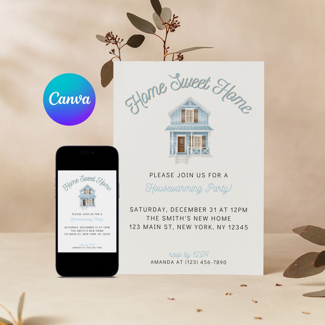Home Sweet Home Invitation | Digital Template - Etsy
