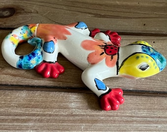New Talavera Style Lizard Gecko Red Green Ceramic Pottery Western Wall ...