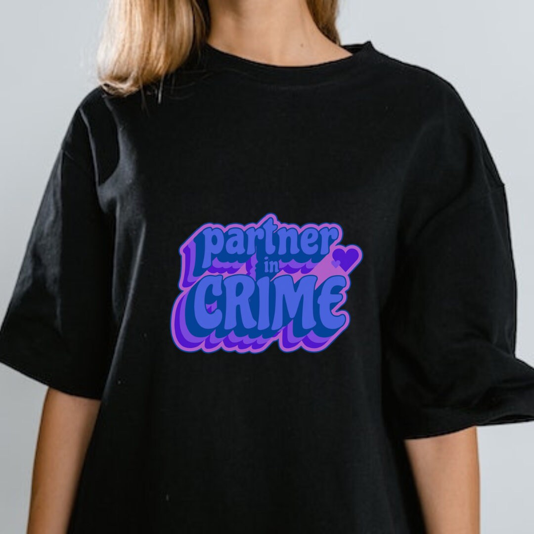Partner in Crime, Bubble Letter Shirt, Best Friends Shirts, Retro Style ...