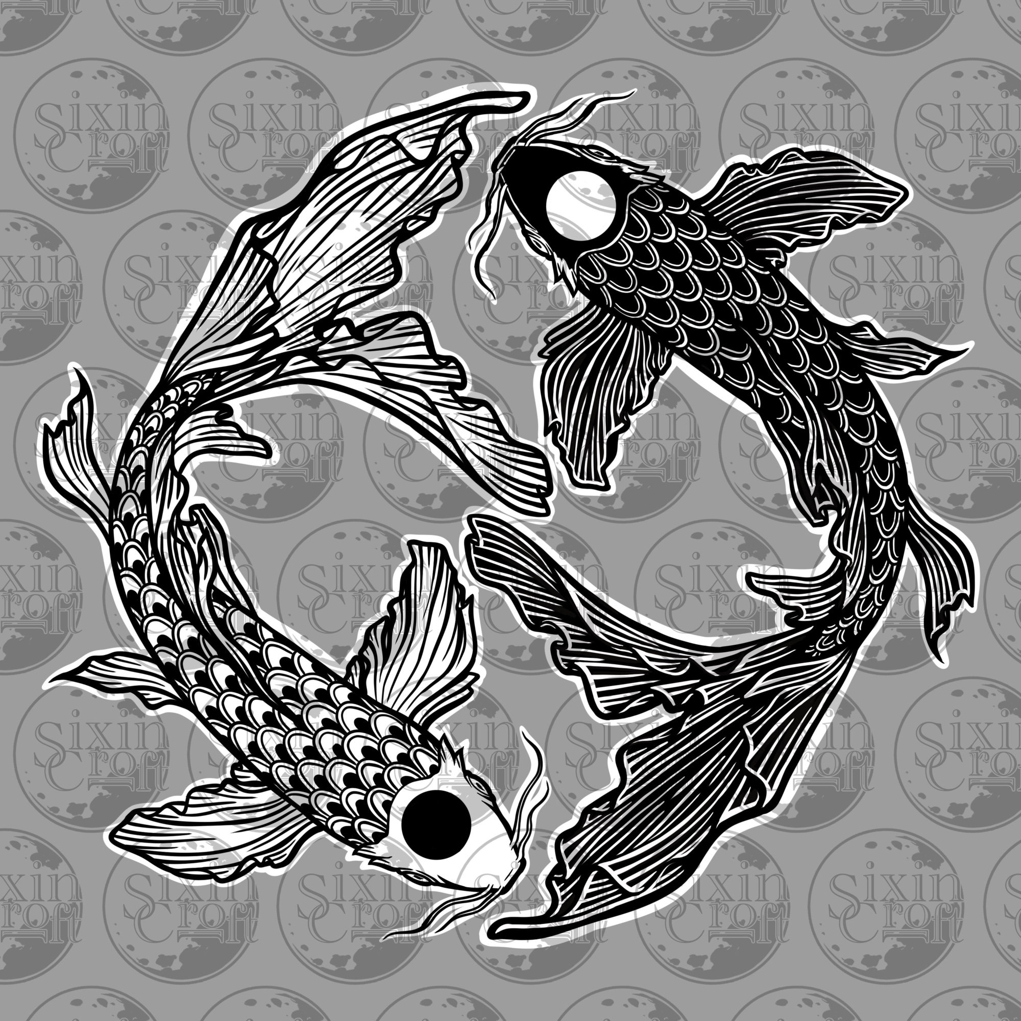 Intricate Koi Design | Printable for Shirts, Stickers, Sublimation, and ...