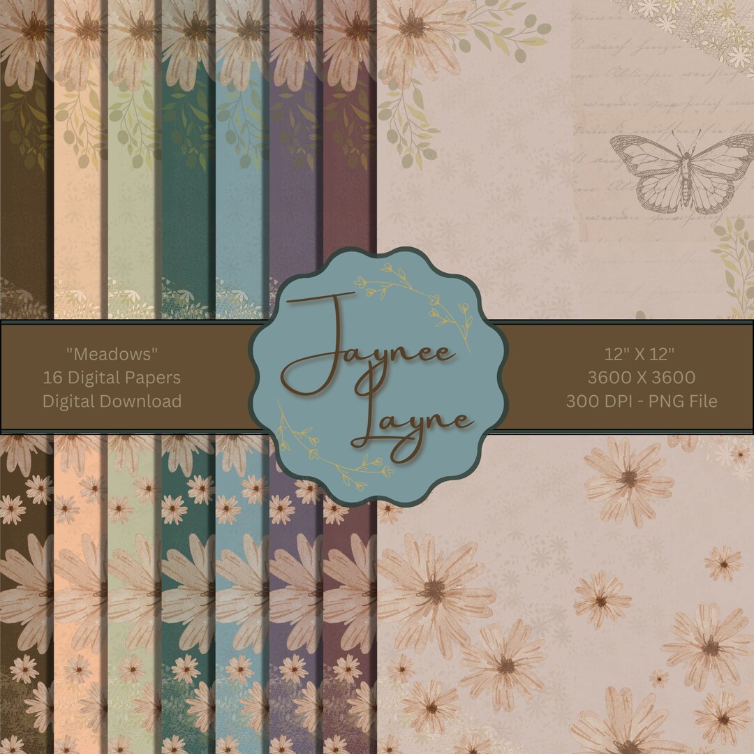 Meadows ~ Digital Paper Pack Design Commercial Use ~ Printable ...