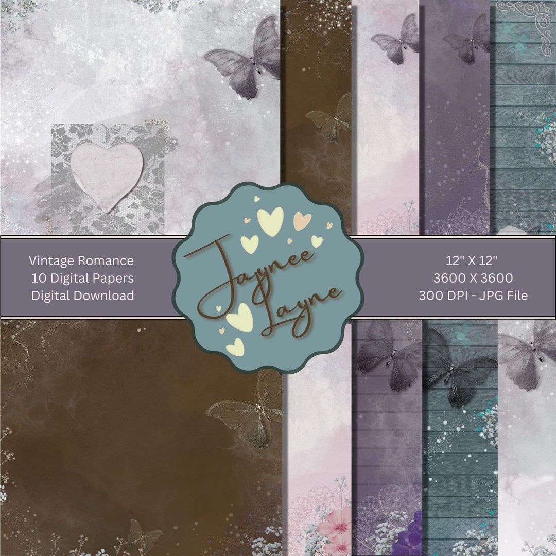 Vintage Romance ~ Digital Paper Pack Design Commercial Use ~ Printable ...