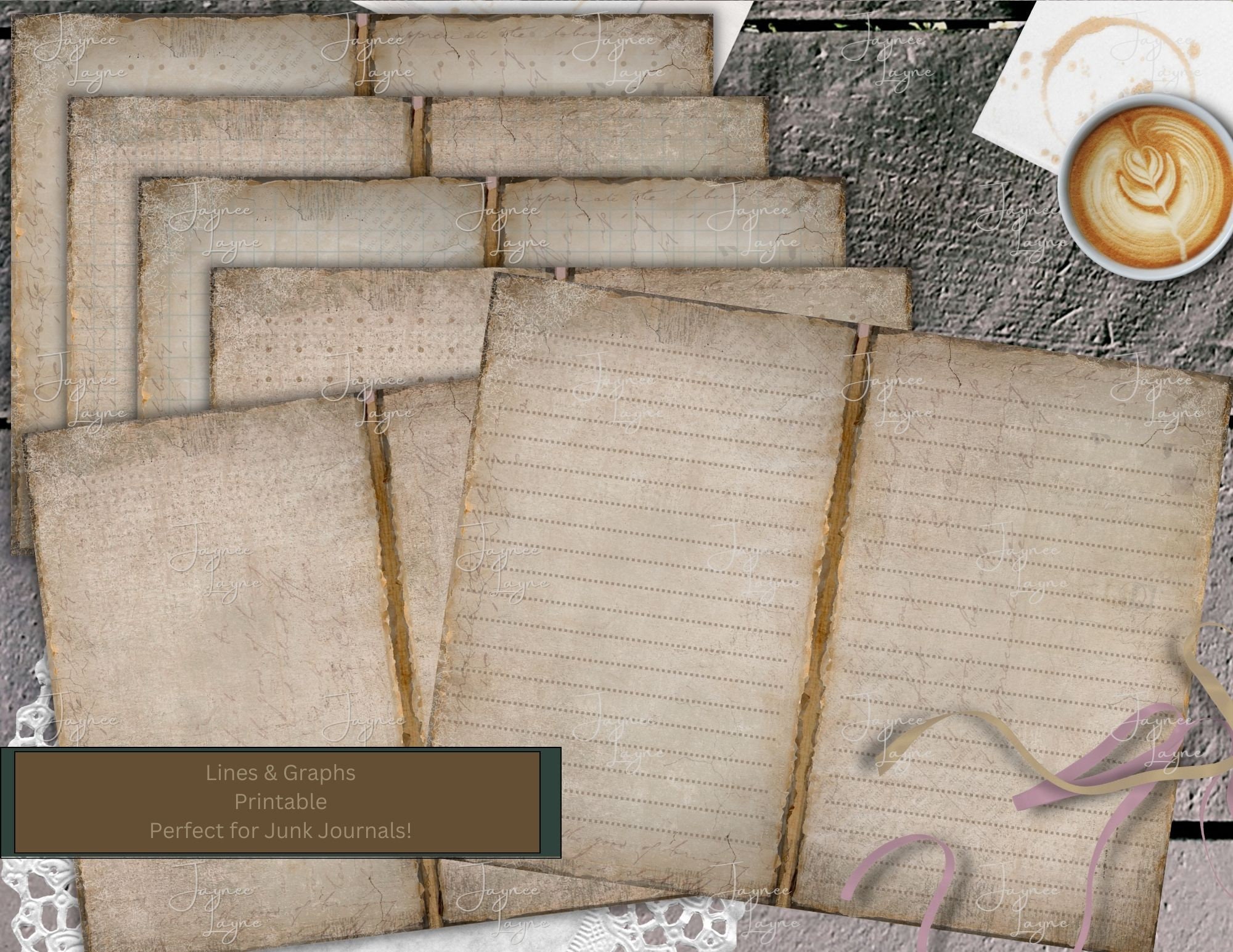 Shabby in Pink Journaling Pages Blank & Lined Digital - Etsy