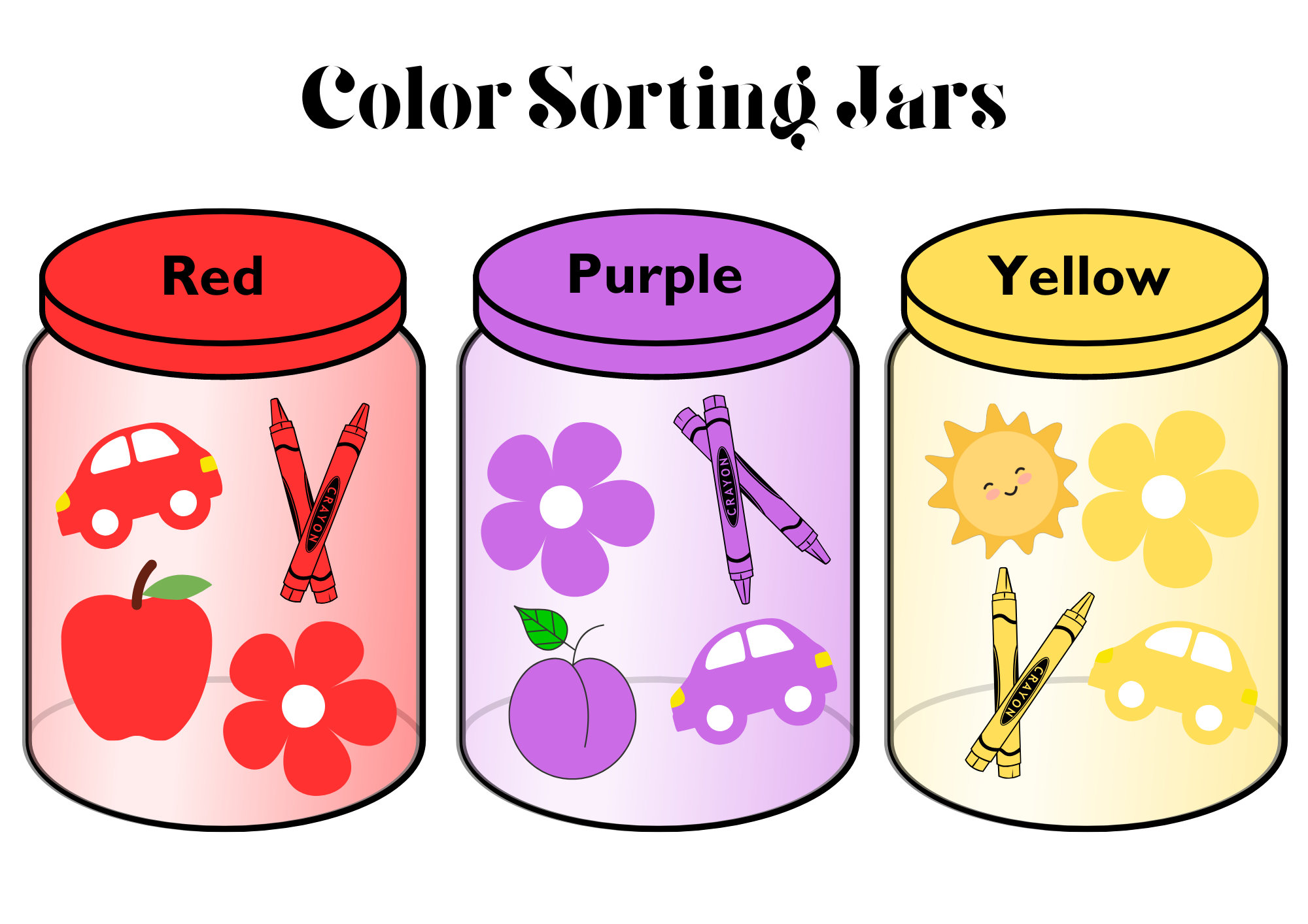 Color Sorting Jars, Color Matching Activity, Learning Colors, Toddler ...
