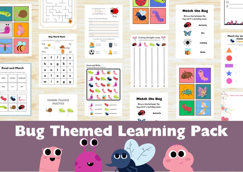 Bug Themed Preschool Learning Pack, Busy Book, 15 Printable Activity ...