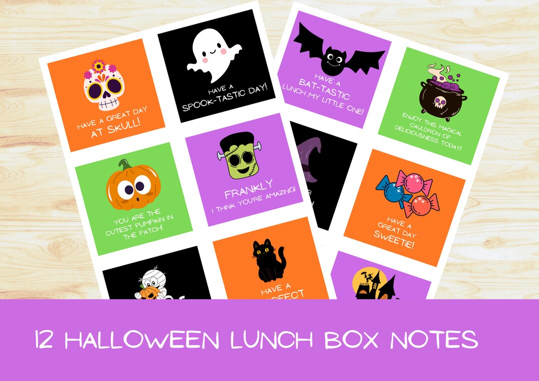 Halloween Lunch Box Notes, Printable Lunch Box Notes, Preschool Lunch ...