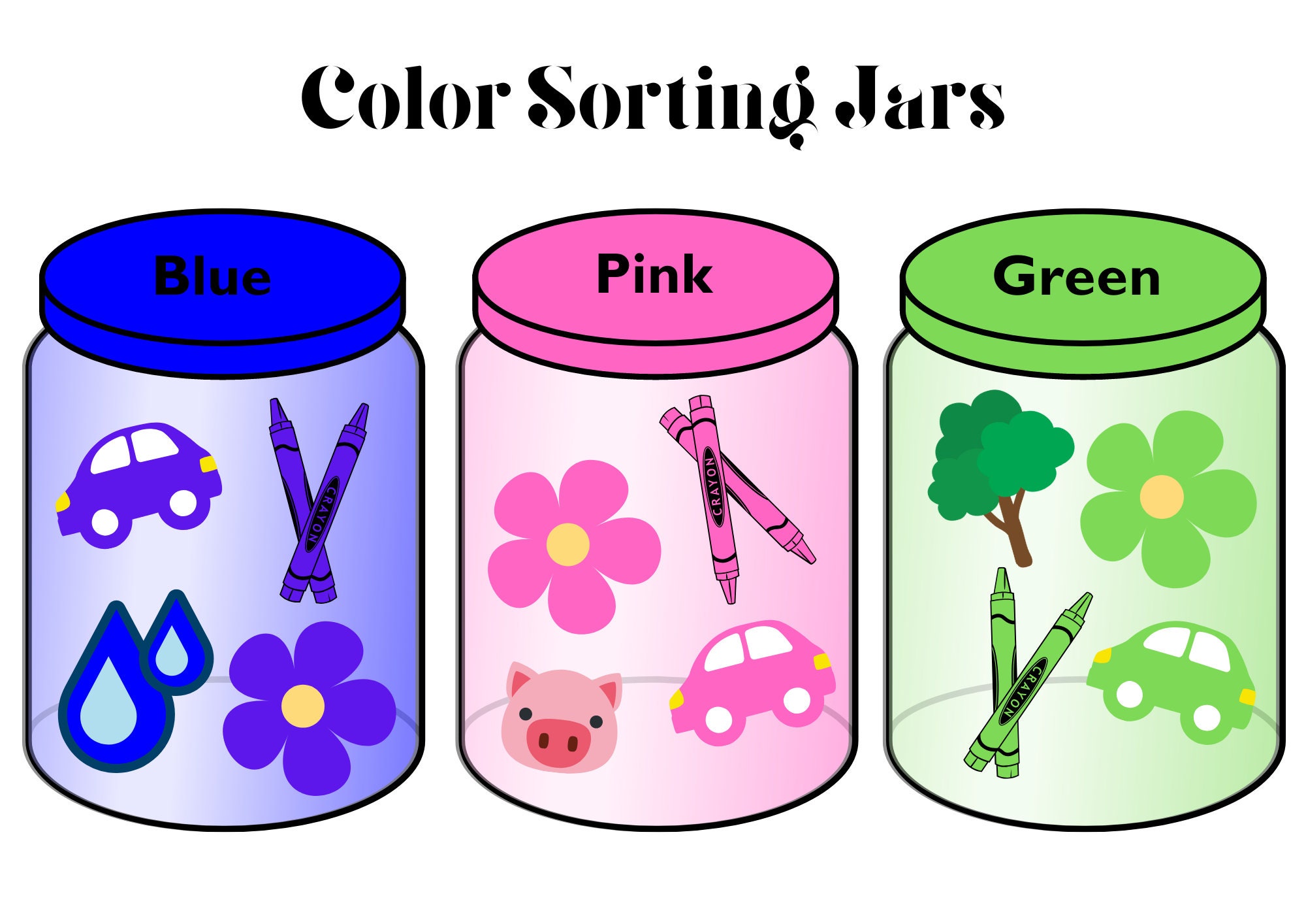 Color Sorting Jars, Color Matching Activity, Learning Colors, Toddler ...