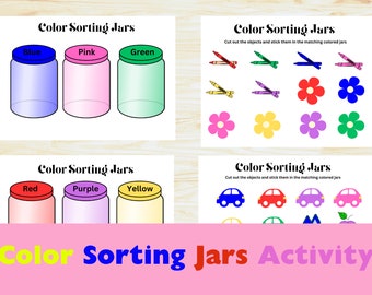 Color Sorting Jars Preschool Toddler Activity Printable for Homeschool ...