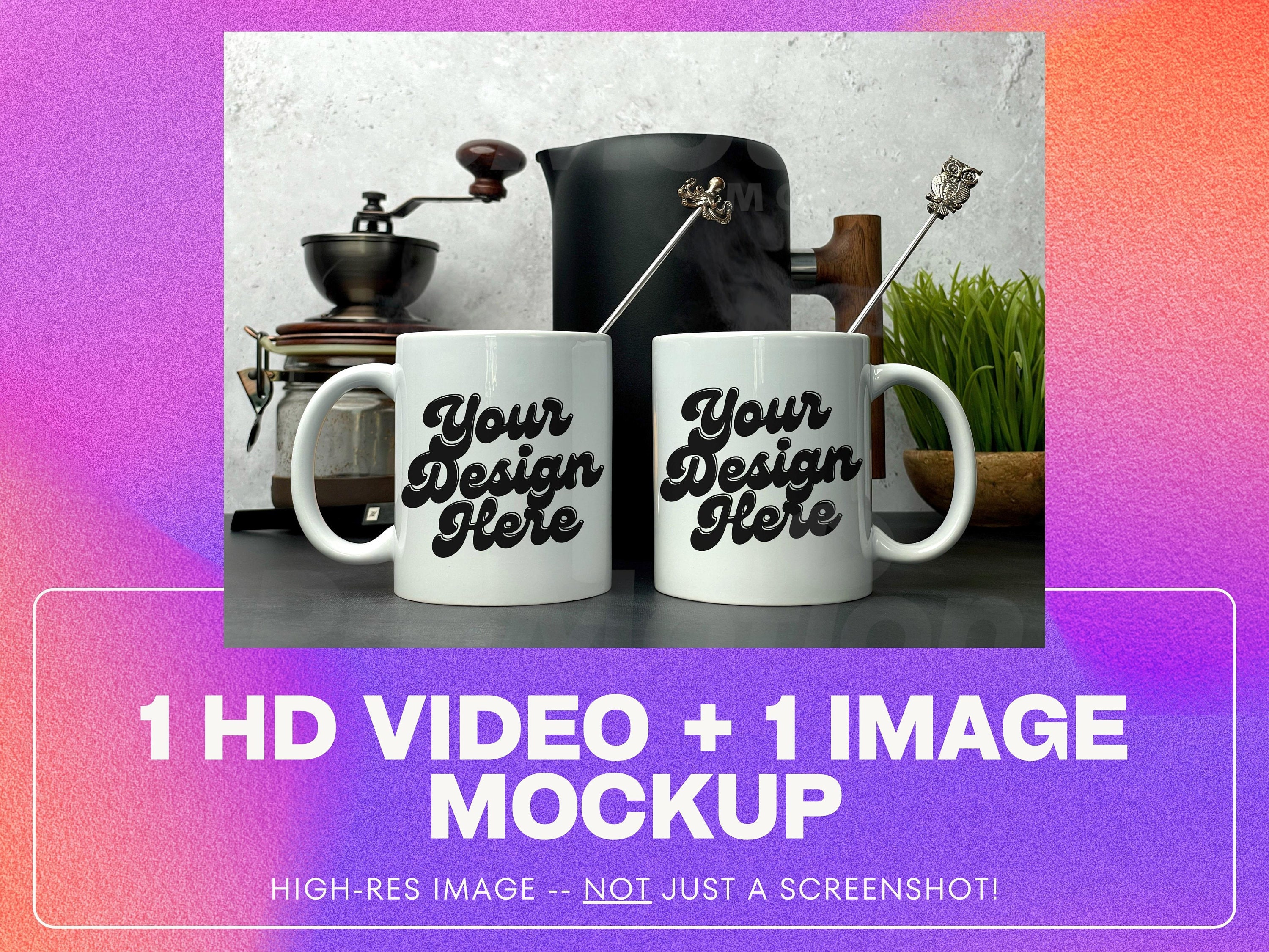2X Mug Mockup Video Mockup for Front and Back Minimalist White 11oz Mug ...