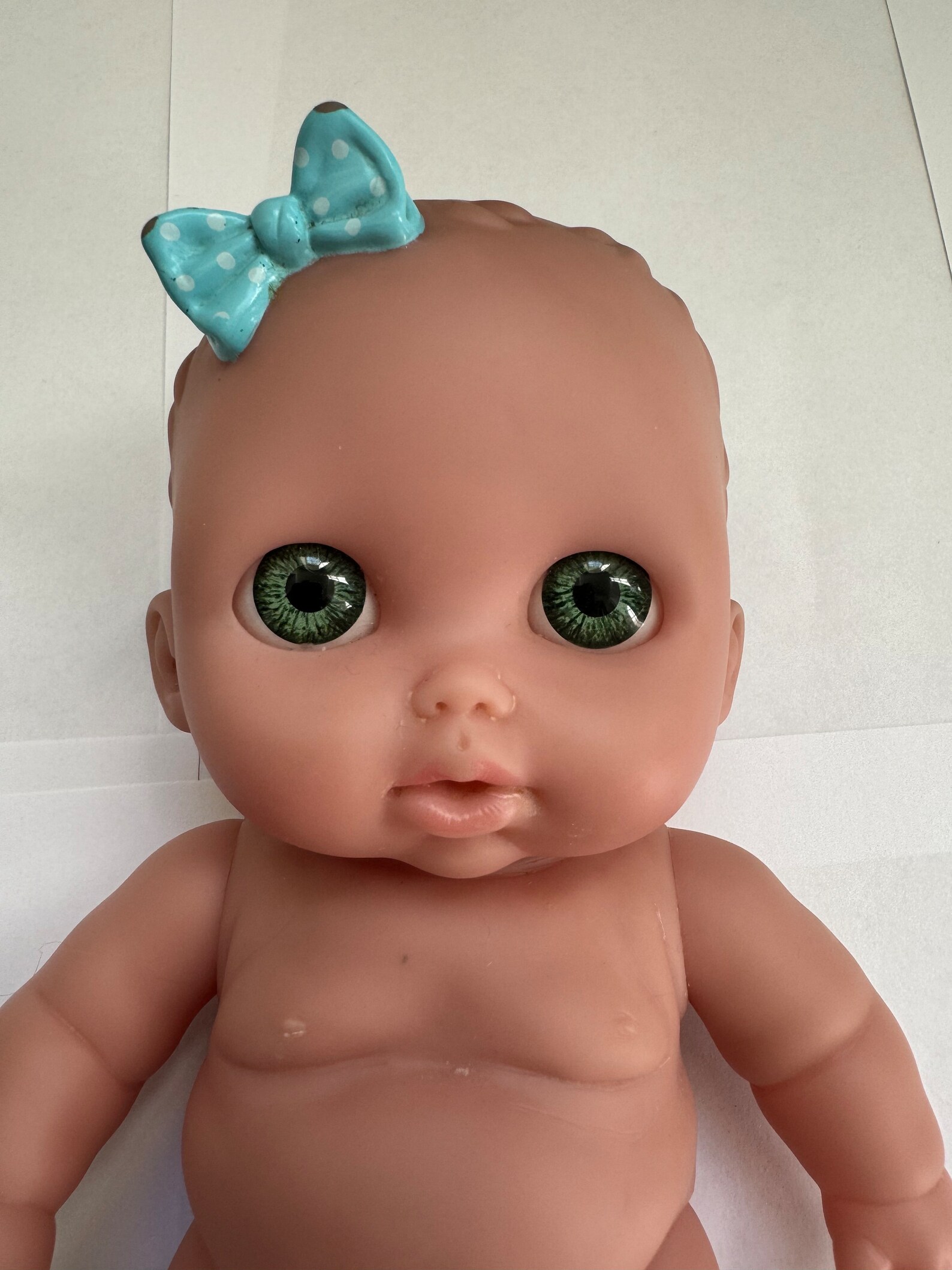 Berenguer Lil Cutesie Chubby Baby Doll Green Eyes Poseable Blue Bow 18 ...
