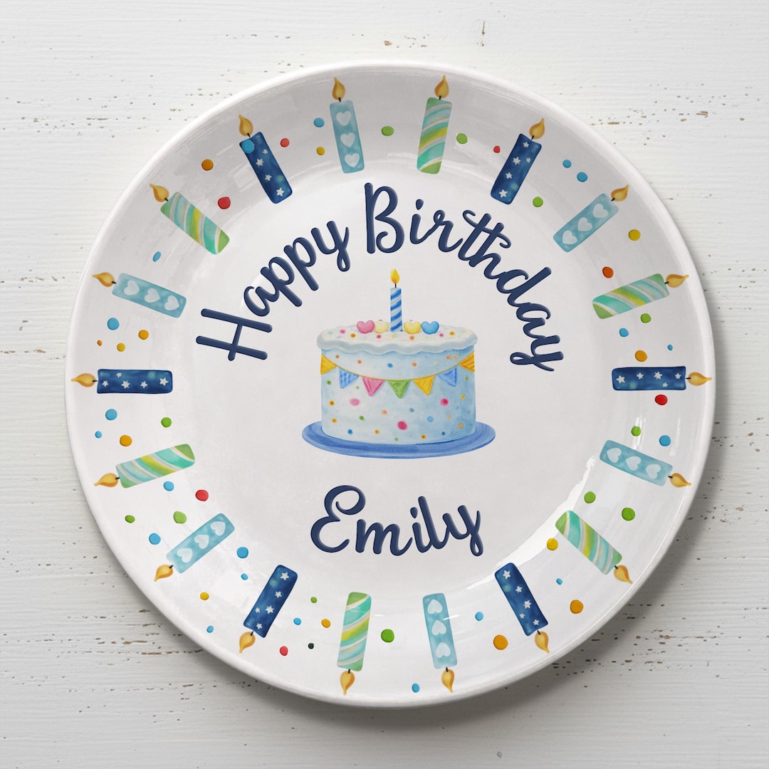 Custom Birthday Plate for Boy, Personalized Happy 1st Birthday Ceramic ...