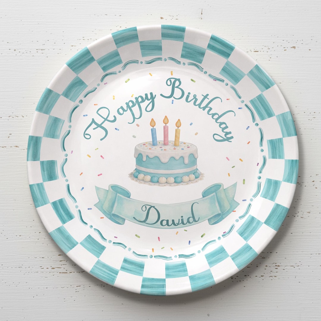 Personalized 1st Birthday Plate for Boy, Custom Name Ceramic Birthday ...