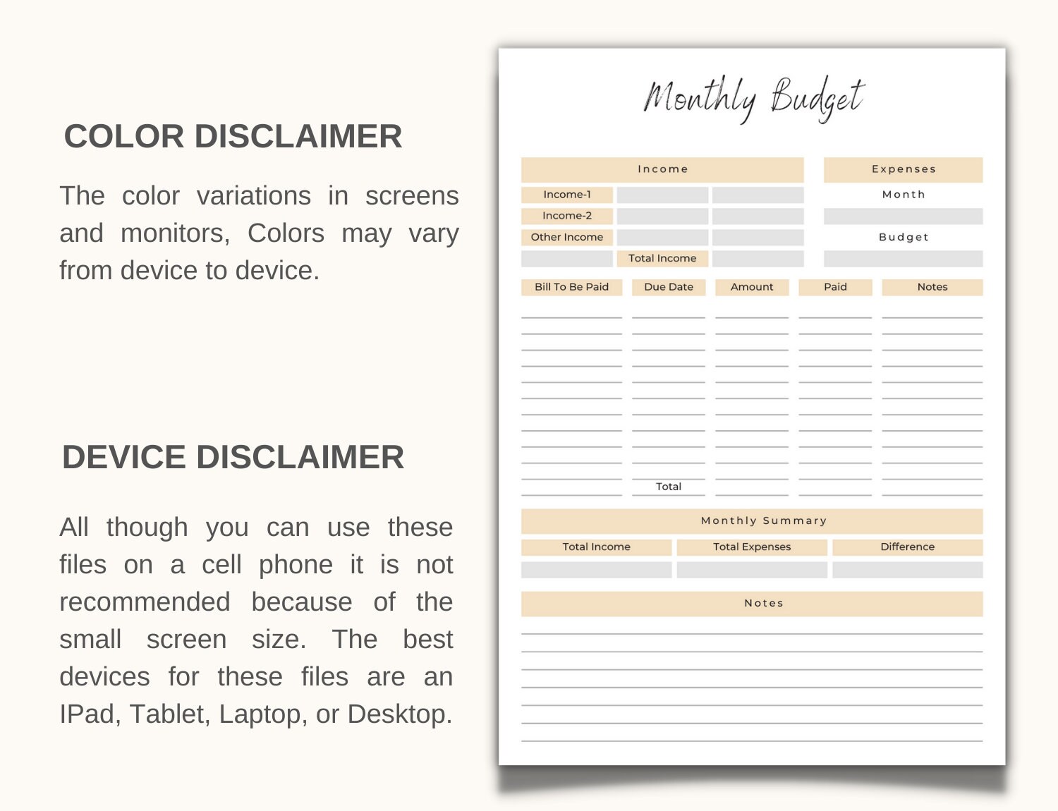 Printable Monthly Budget, Monthly Income & Expense Recorder, Monthly ...