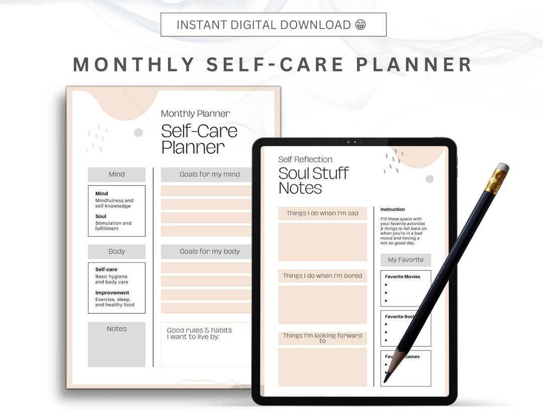 Monthly Self Care Planner, Adhd Planner, Home Management Printable ...