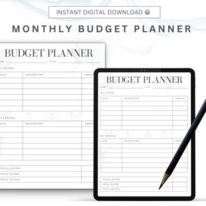 Printable Monthly Budget Planner, Monthly Income & Expense Recorder ...