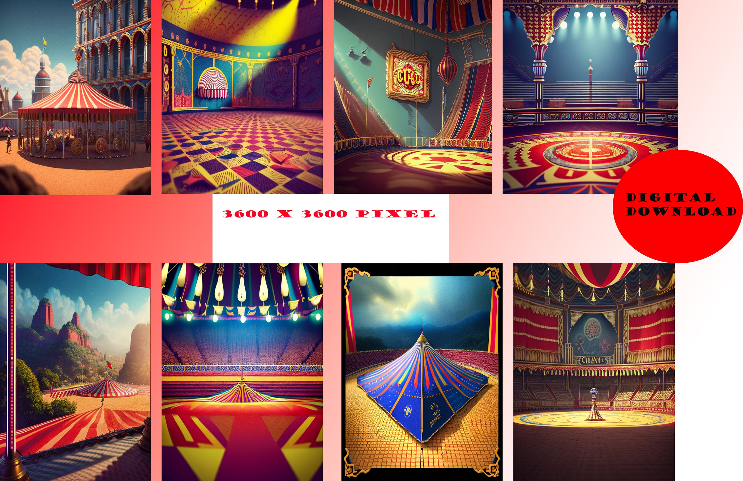 10 Circus Digital Background Paper Digital Paper Pack Vintage Circus ...