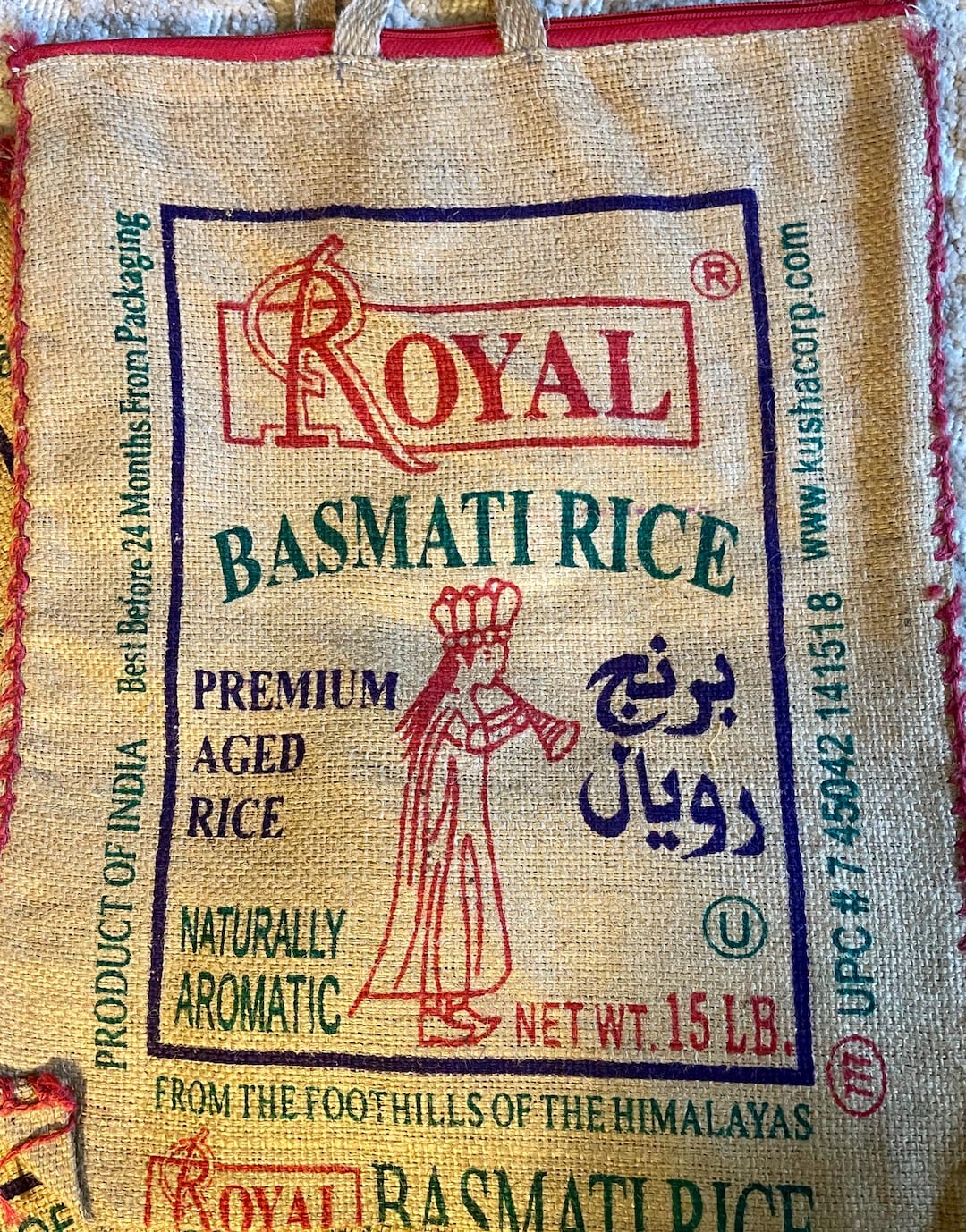 Royal Basmati Rice Bags, Unique Fabric, Burlap Sacks, Unique Sewing ...