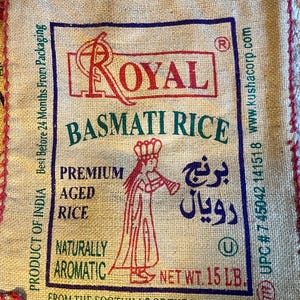 Royal Basmati Rice Bags, Unique Fabric, Burlap Sacks, Unique Sewing ...