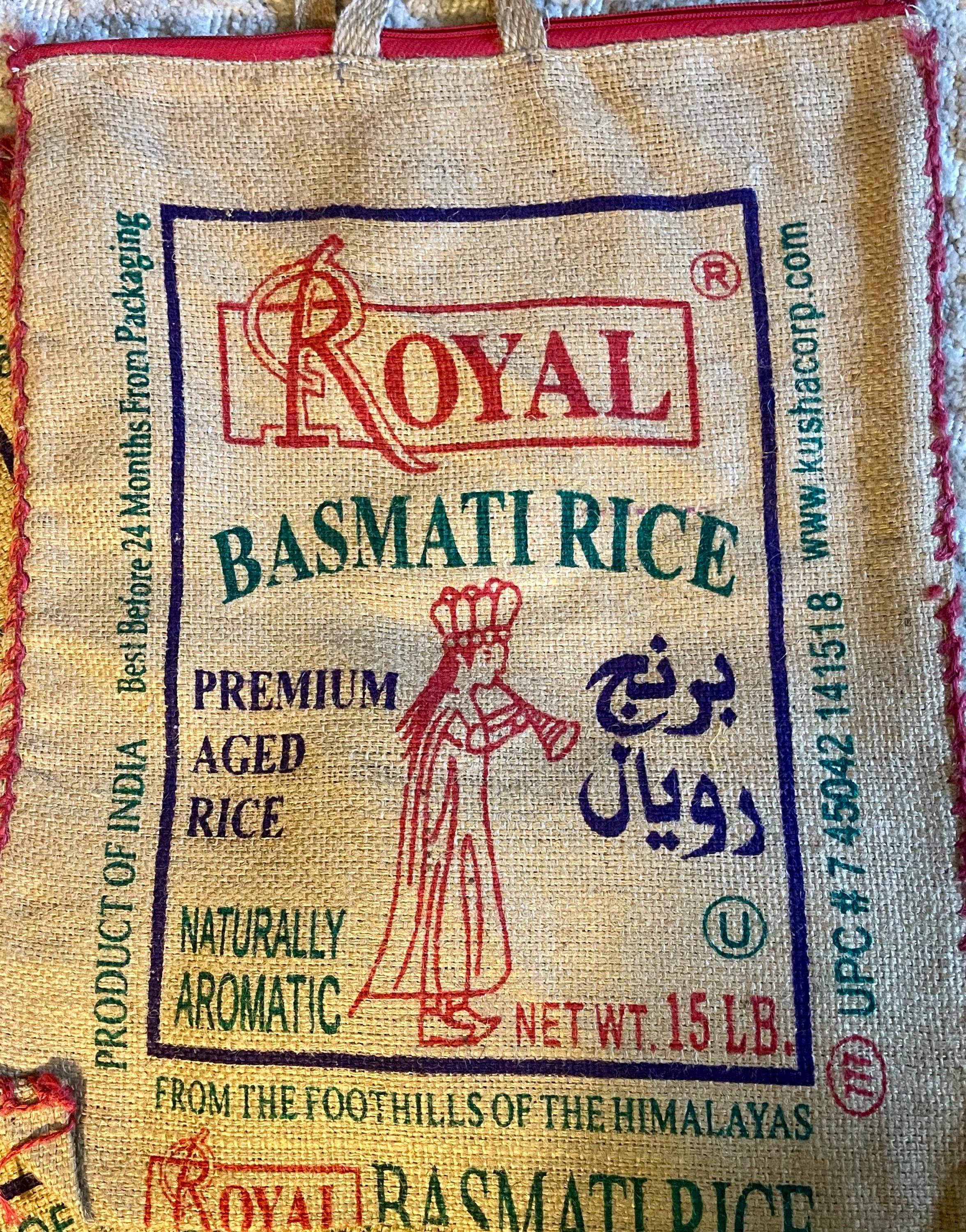 Royal Basmati Rice Bags, Unique Fabric, Burlap Sacks, Unique Sewing ...