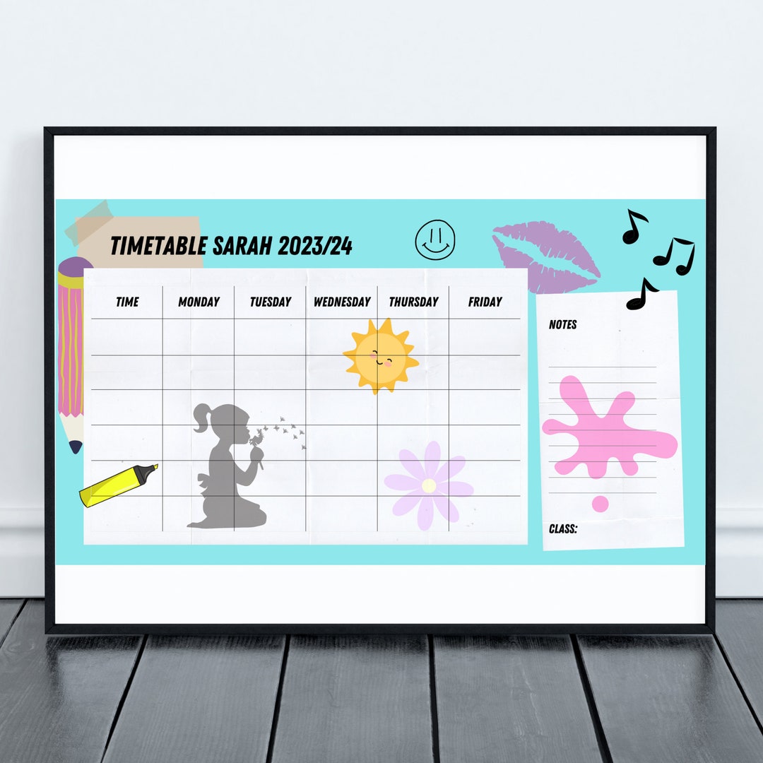 Custom Childrens Weekly Planner, Printable Timetable for Kids, Daily ...