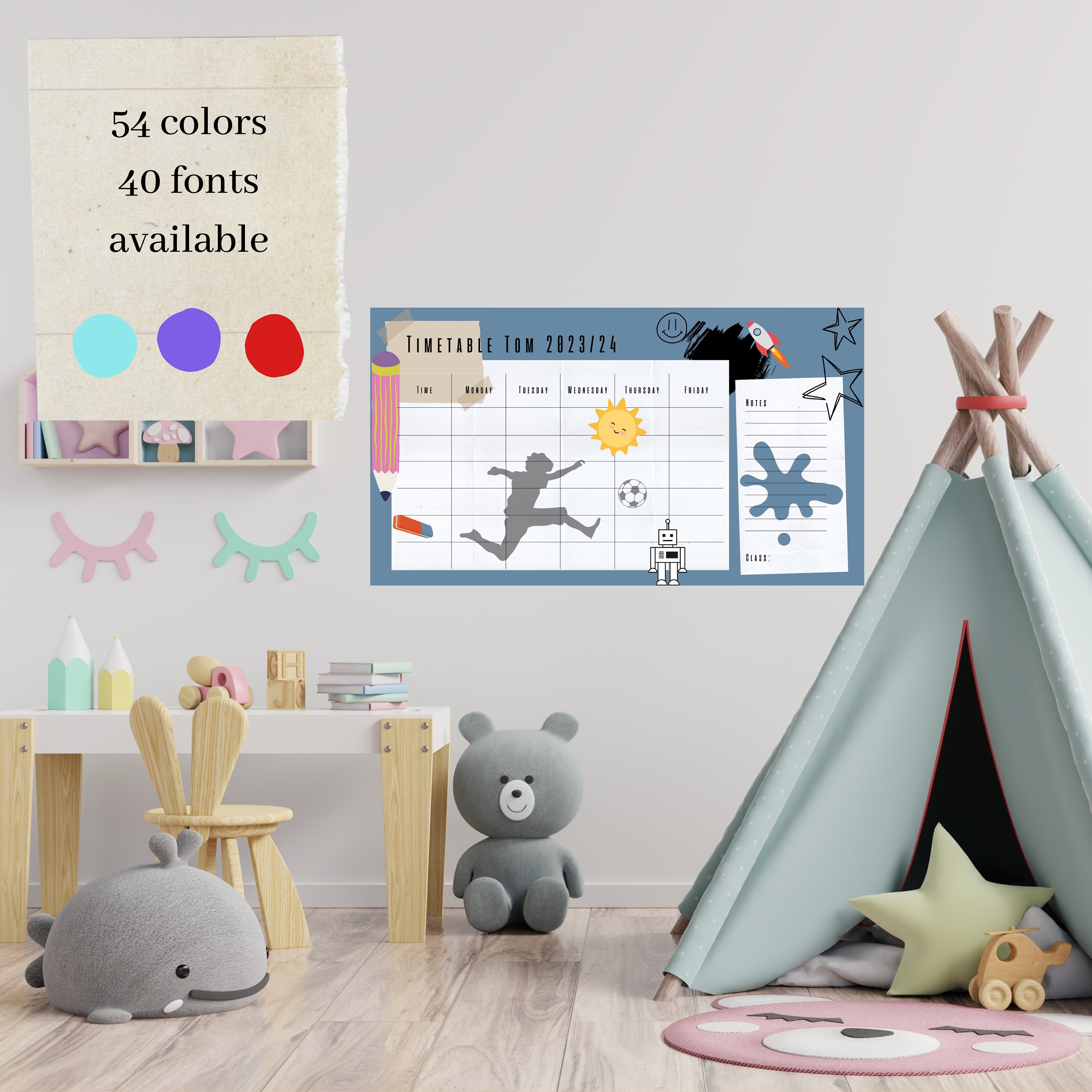 Custom Childrens Weekly Planner, Printable Timetable for Kids, Daily ...