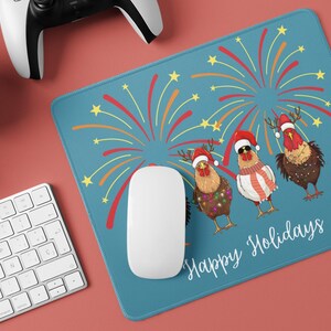 Funny Chicken Christmas Lights Mouse Pad Farm Animal Desk Accessory ...