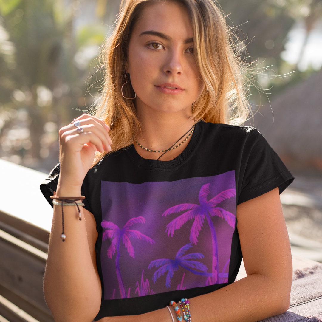 Purple and Pink Palm Trees T-shirt - Etsy