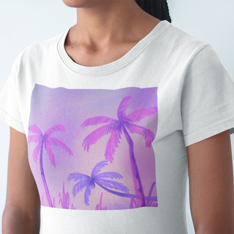 Purple and Pink Palm Trees T-shirt - Etsy