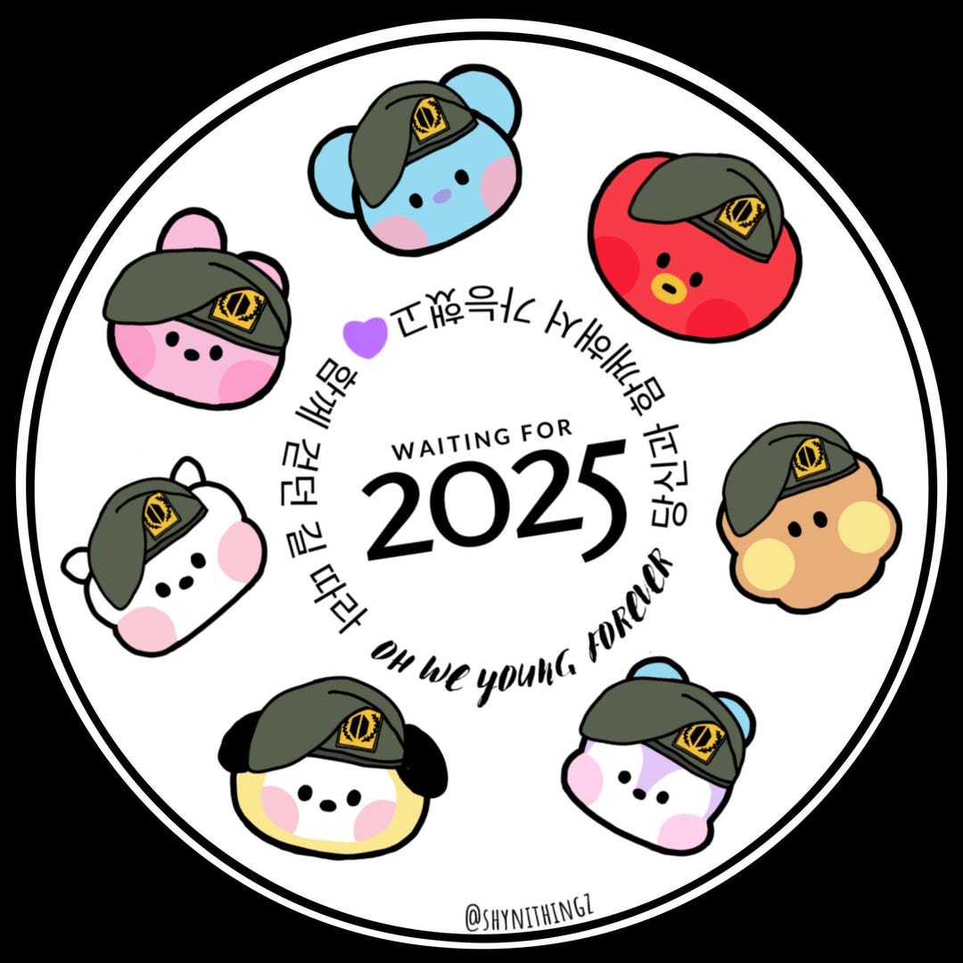 BTS BT21 Minini Sticker Waiting for 2025 K-pop Military Wife Water ...