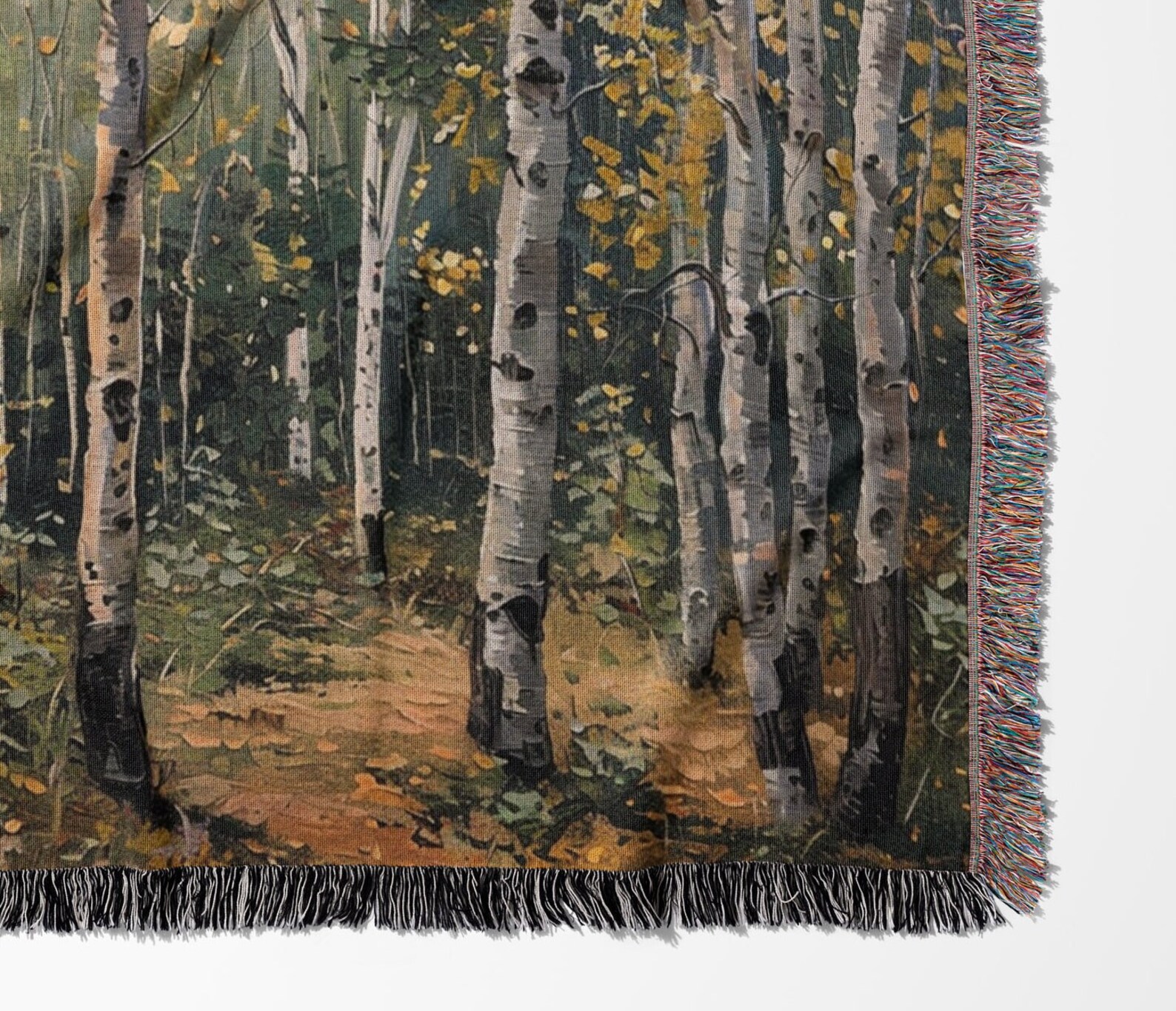 Forest Woven Blanket Aspen Tree Mountain Housewarming Gift Boho Decor ...