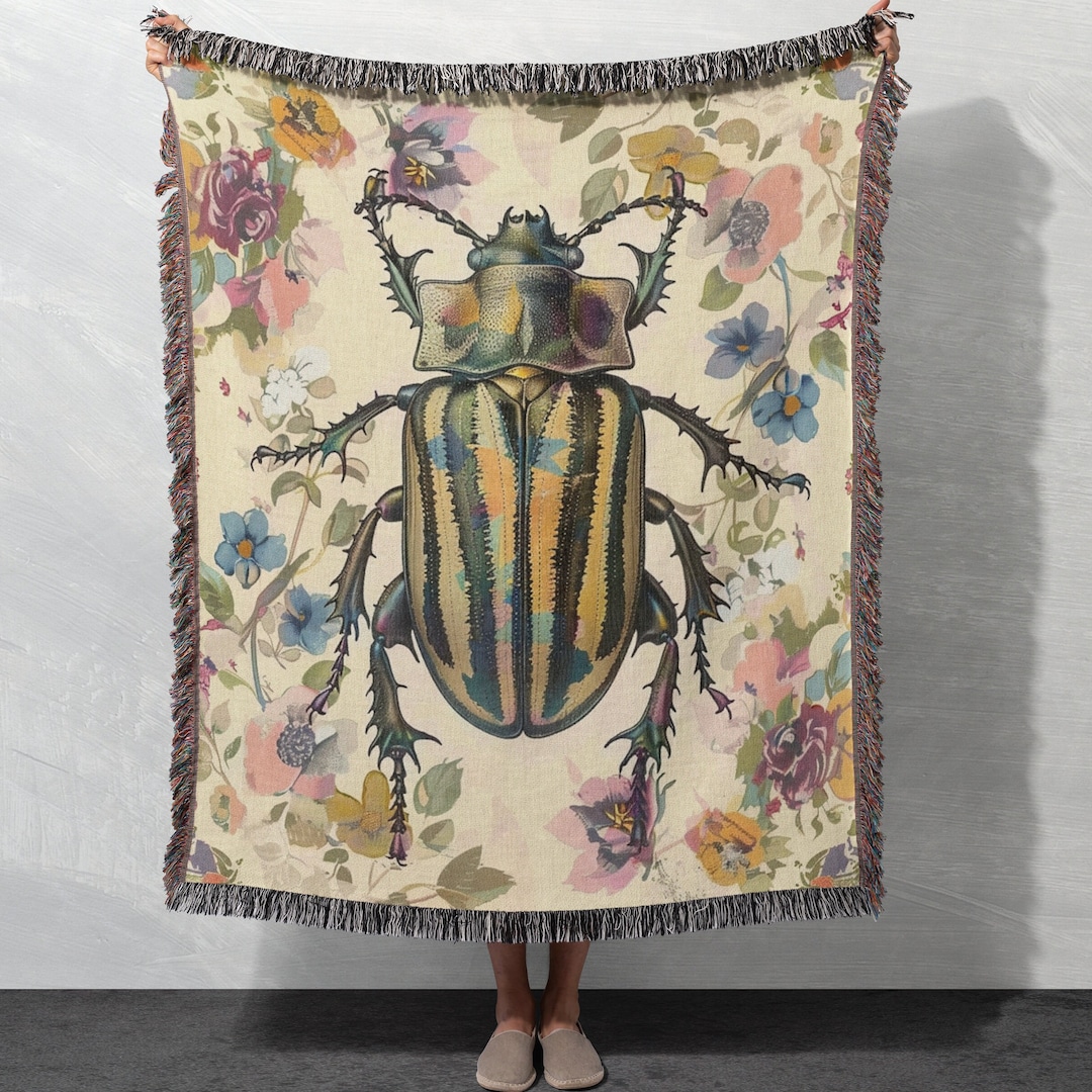 Beetle Blanket Floral Cottagecore Decor Insect Lover Pastel Whimsigoth ...
