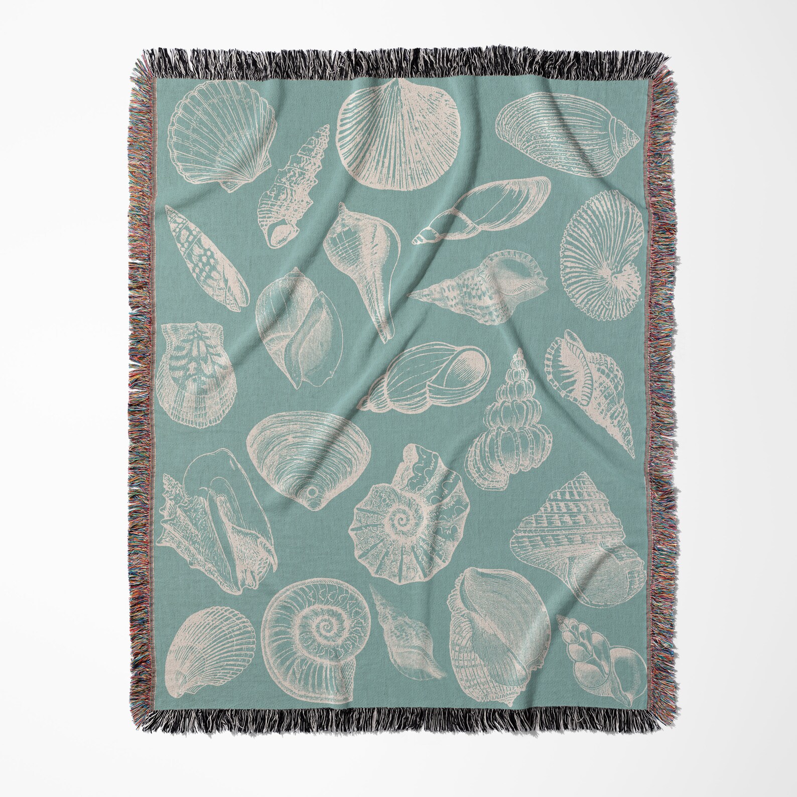 Beachy Woven Blanket Seashell Collecting Gift Beach House Decor House ...