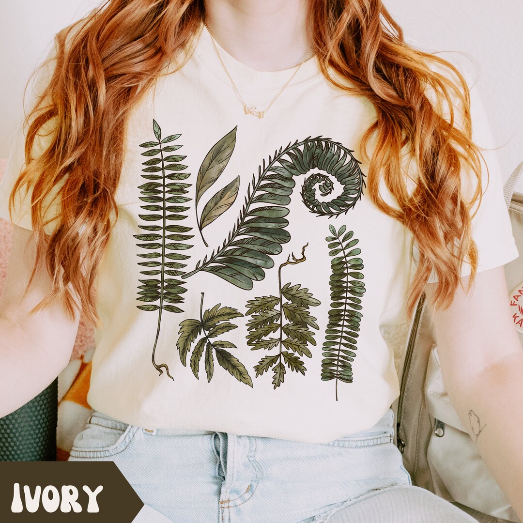 Forestcore Comfort Colors Shirt Fern Leaves Indie Plant T-shirt Trendy ...