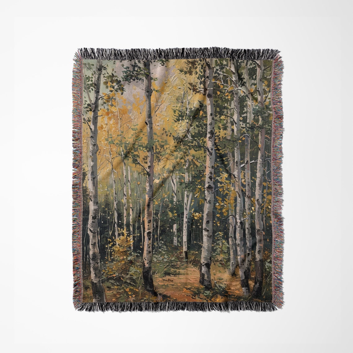 Forest Woven Blanket Aspen Tree Mountain Housewarming Gift Boho Decor ...