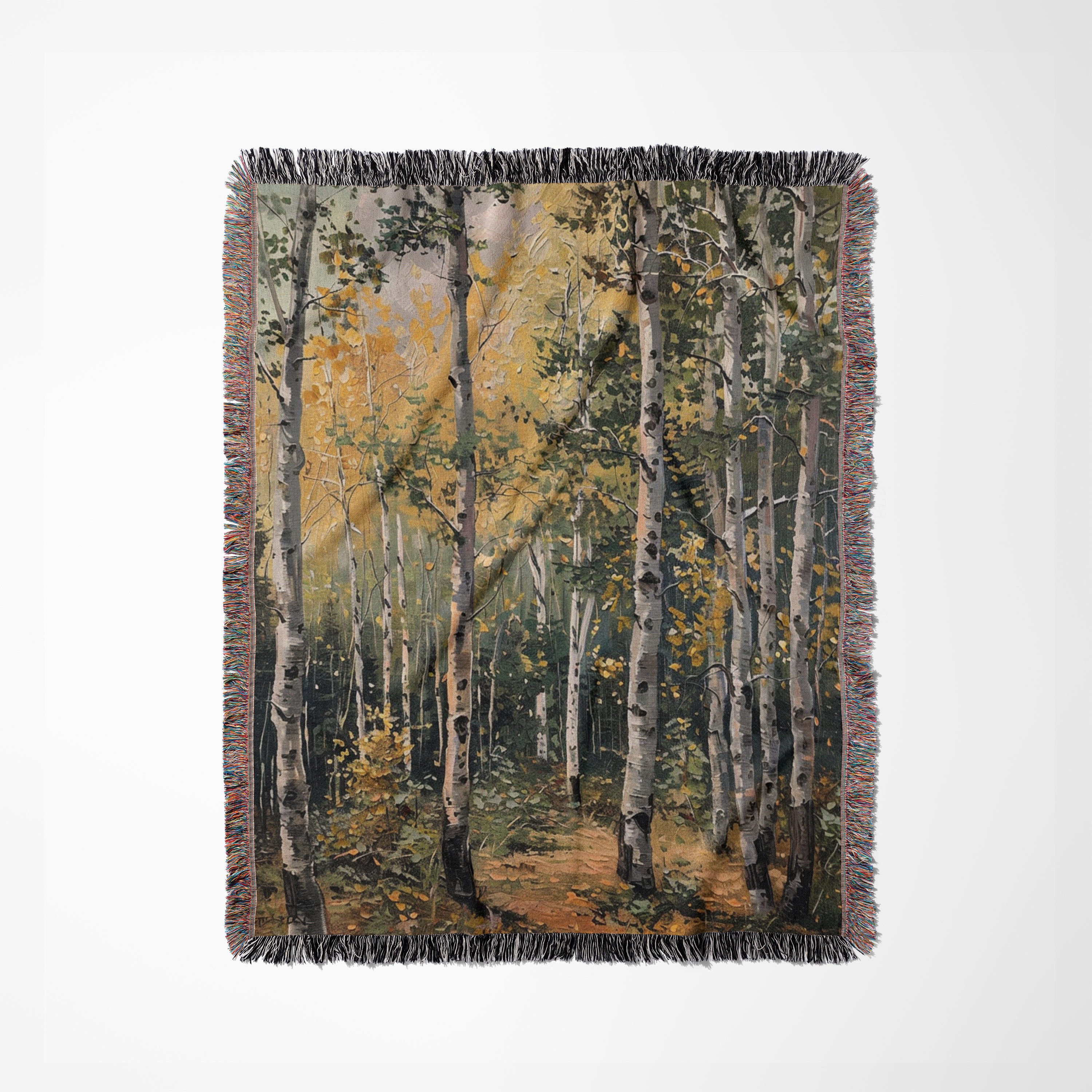 Forest Woven Blanket Aspen Tree Mountain Housewarming Gift Boho Decor ...