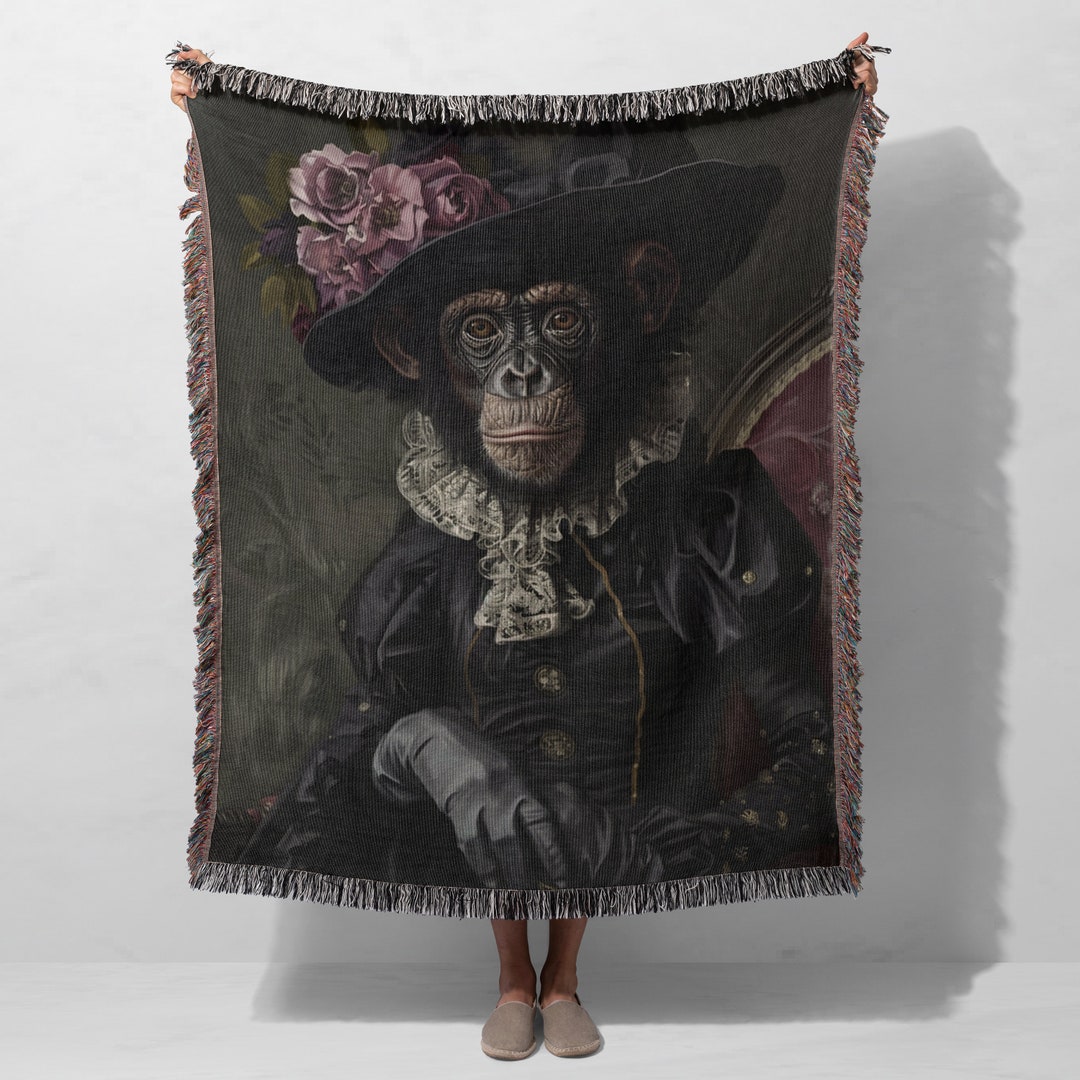 Victorian Monkey Blanket Dark Academia Victorian Gothic Monkey Throw ...