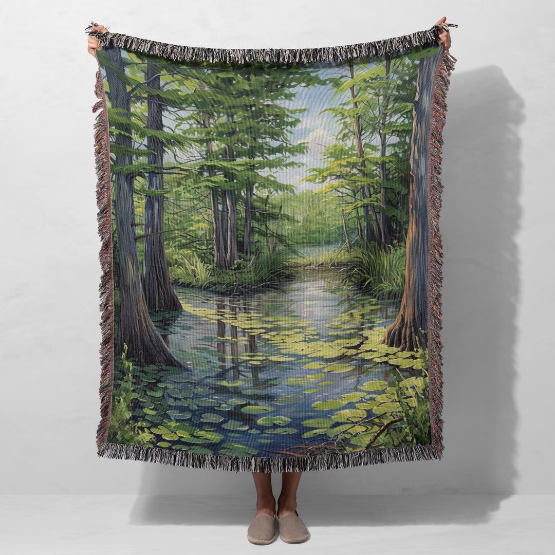 Forest Throw Blanket Cypress Tree Woven Throw Nature Housewarming Gift ...