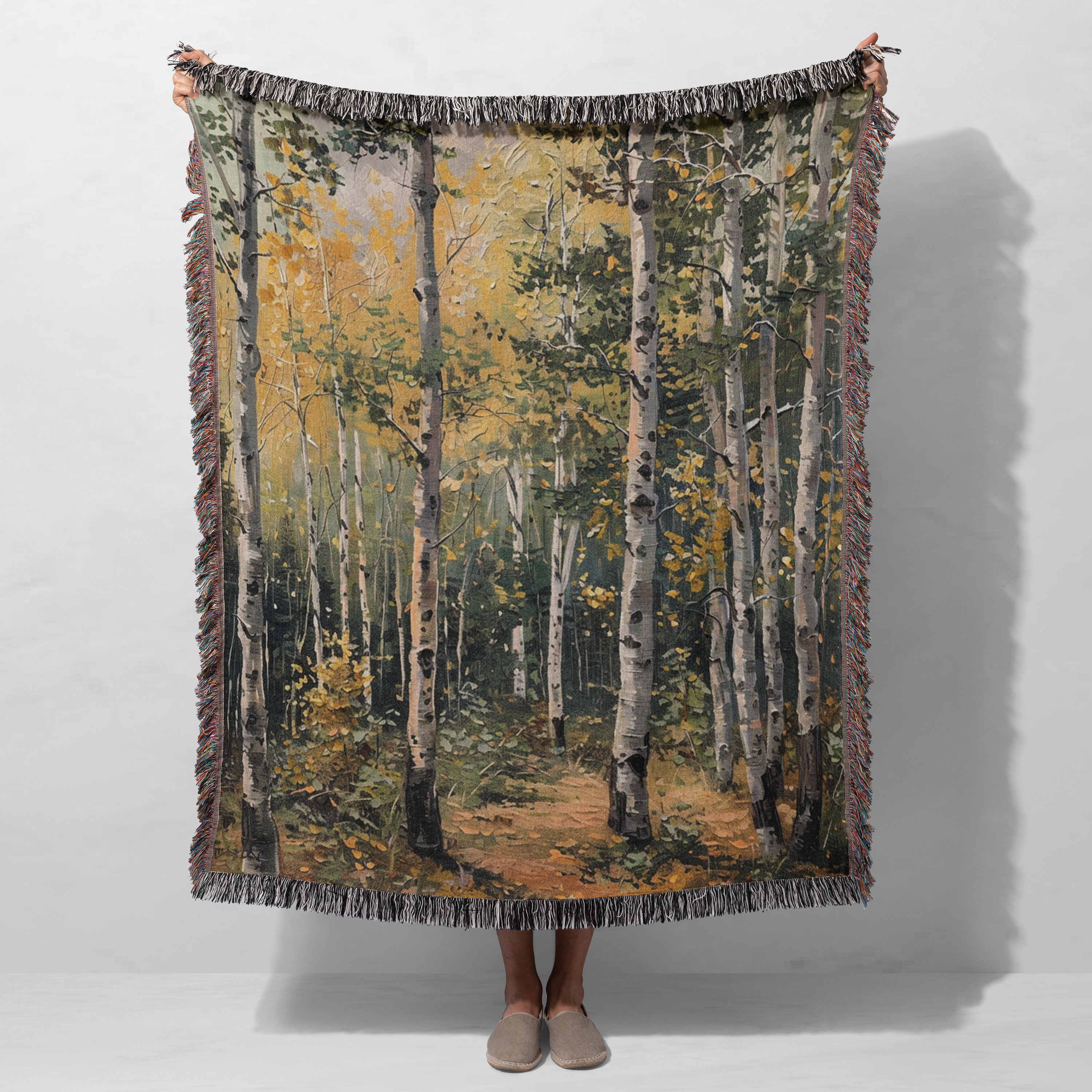 Forest Woven Blanket Aspen Tree Mountain Housewarming Gift Boho Decor ...