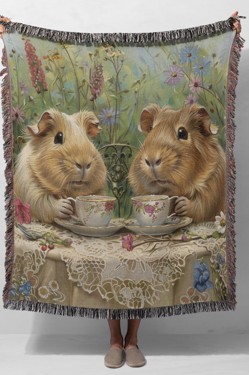 Guinea Pig Blanket Woven Throw Blanket Light Academia Adorable Piggies ...