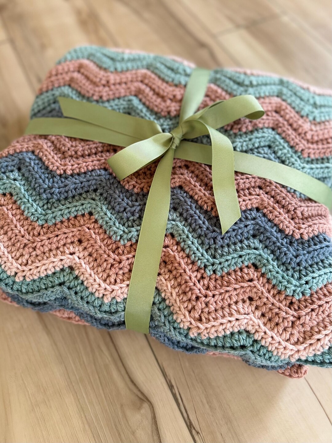 Handmade Rippled Afghan, Crocheted Blanket, Soft, Warm and Cozy Cover ...
