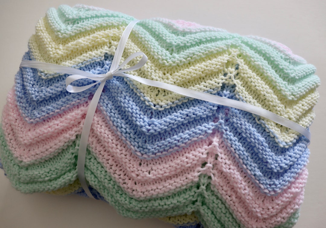 Knit Ripple Baby Blanket, Awesome Baby Shower Gift, Welcome Baby Home ...