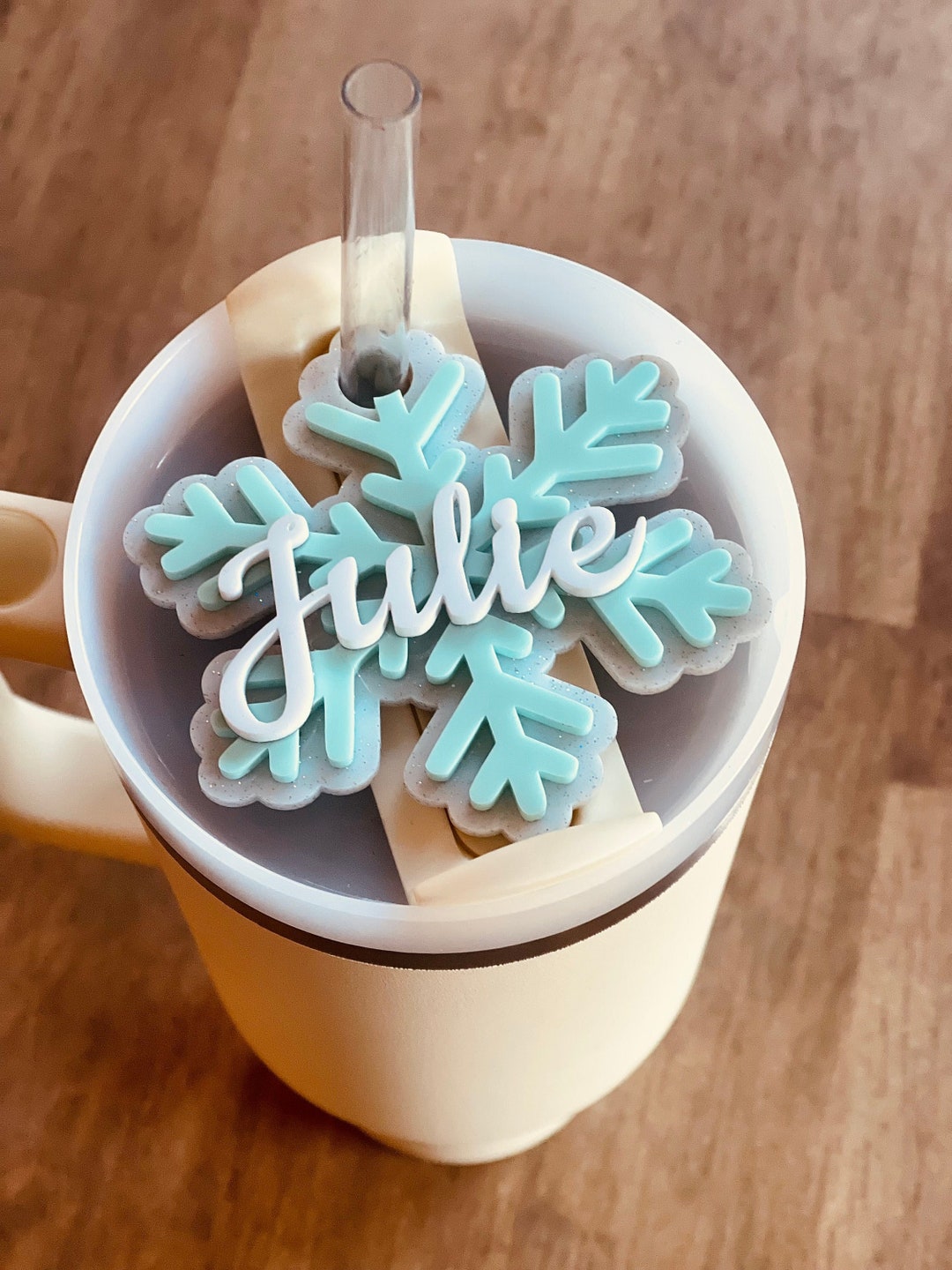 Christmas Stanley Snowflake Nameplate, Tumbler Topper, Customized Lid ...