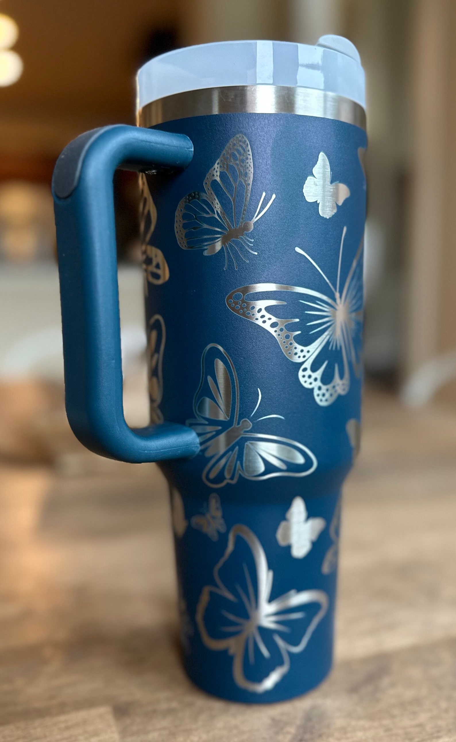 Butterfly Wrap Laser Engraved on 40oz Tumbler. Spring, Custom Cups ...